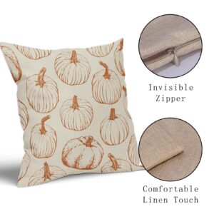 Aytipun Fall Pillow Covers 18x18 Set of 2 Burnt Orange Pumpkin Autumn Thanksgiving Harvest Decorative Throw Pillows Outdoor Cushion Case Sofa Couch Bed Decor