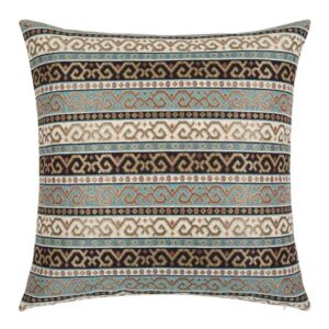 pillowerus boho square throw pillow covers turquoise and black - 20 x 20 inches decorative kilim pillows, hippy room decor for couch, bohemian outdoor case for farmhouse, for sofa