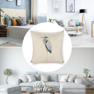 Icotoibabie Linen Throw Pillow covers Blue Heron 18x18 Double Sided Decorative Pillows Cushion Cover for Couch Sofa Outdoor