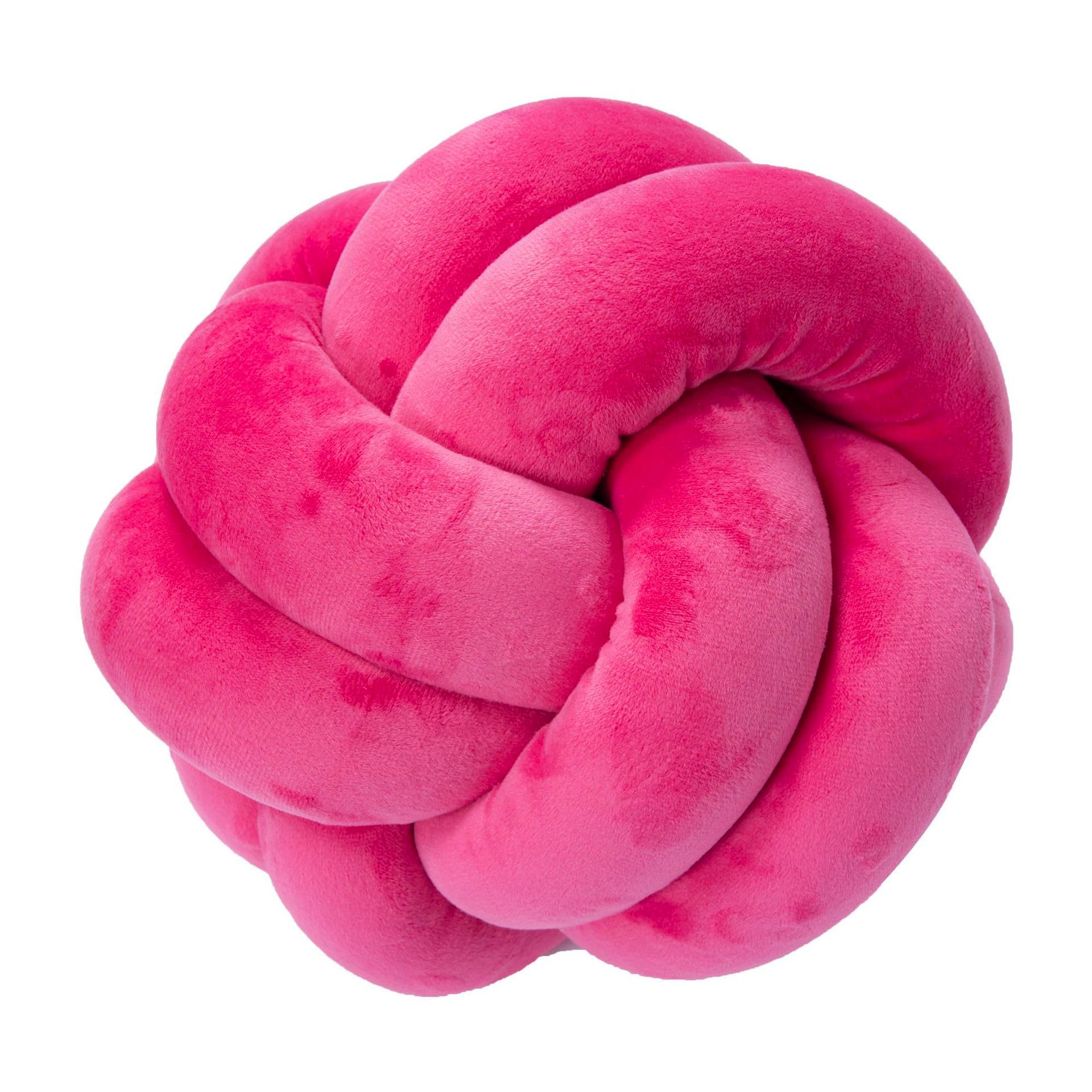 FPYWO Knot Pillow Ball Hot Pink Decorative Throw Pillow,Soft Home Round Pillow,Small Ball Pillows,Handmade Plush Pillow Cushion for Bedroom, Sofa, Couch