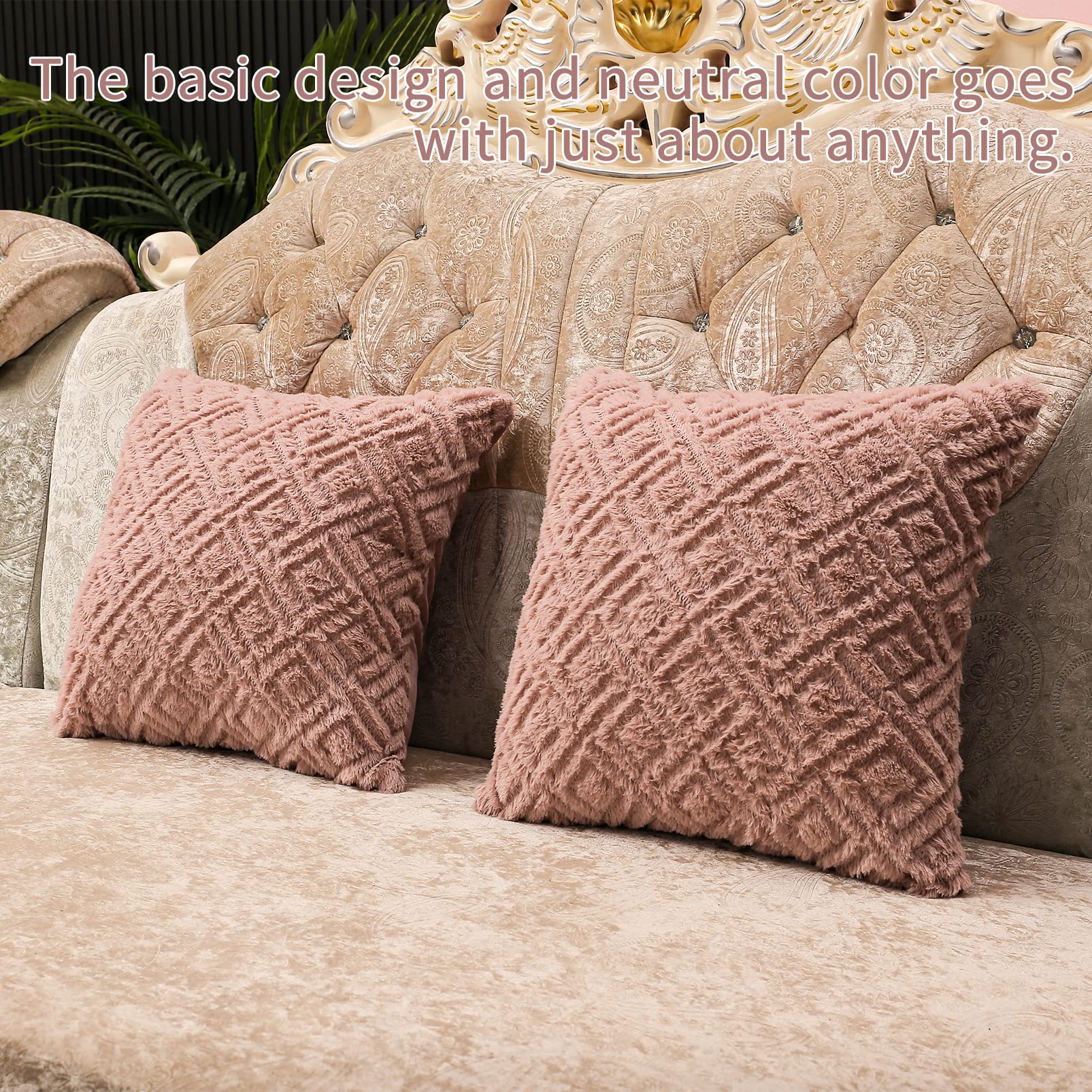 ETASOP Set of 2 Couch Pillows with Inserts 18x18, Spring Decorative Pillow Covers Velvet Throw Pillows with Inserts Included Farmhouse Cushions (Pink)