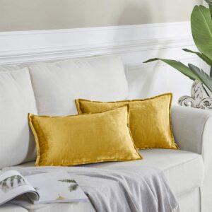 gigizaza gold velvet decorative lumbar throw pillow covers 12x20 oblong couch sofa pillow covers pack of 2