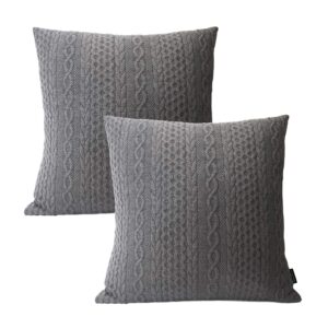 booque valley gray pillow covers, pack of 2 super soft stretchy pilling-resistant modern cushion covers farmhouse decorative throw pillow cases for sofa bed car chair, 18 x 18 inch(grey)