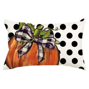 adflood fall pillow covers 12x20 inch polka dots pumpkin decorative throw pillows autumn decor seasonal party cushion case for home couch sofa a019-12