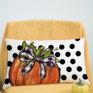 ADFLOOD Fall Pillow Covers 12x20 Inch Polka Dots Pumpkin Decorative Throw Pillows Autumn Decor Seasonal Party Cushion Case for Home Couch Sofa A019-12