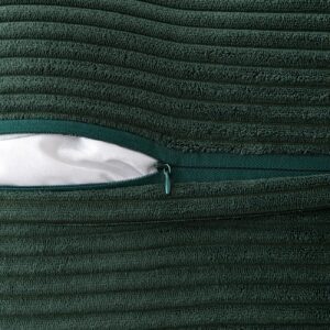 Woaboy Corduroy Pillow Covers 18x18 Inch Dark Green Set of 2 Super Soft Boho Striped Couch Covers Broadside Splicing Decorative Textured Throw Pillows for Cushion Livingroom