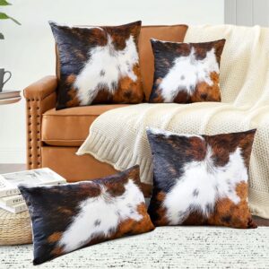 OTOSTAR Throw Pillow Covers Cowhide Decorative Pillow Covers 12x20 Inch Cozy Soft Velvet Pillowcase Rectangle Set Cushion Case for Couch Home Living Room Sofa Bedroom Car Decor Set of 2 (Cowhide B)