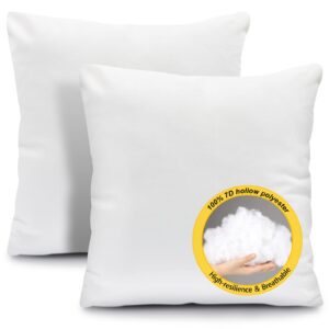 fixwal 2pack pillow inserts, 26x26 inches white polyester indoor decorative euro pillow inserts, square form throw pillow stuffer for bed couch car