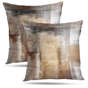 onelz abstract art throw pillow covers, brown and beige abstract art painting double-sided cushion cover 18 x 18 decorative home gift bed pillowcase, abstract art 12