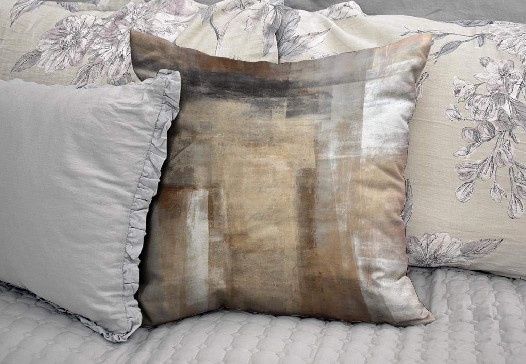 ONELZ Abstract Art Throw Pillow Covers, Brown and Beige Abstract Art Painting Double-Sided Cushion Cover 18 x 18 Decorative Home Gift Bed Pillowcase, Abstract Art 12