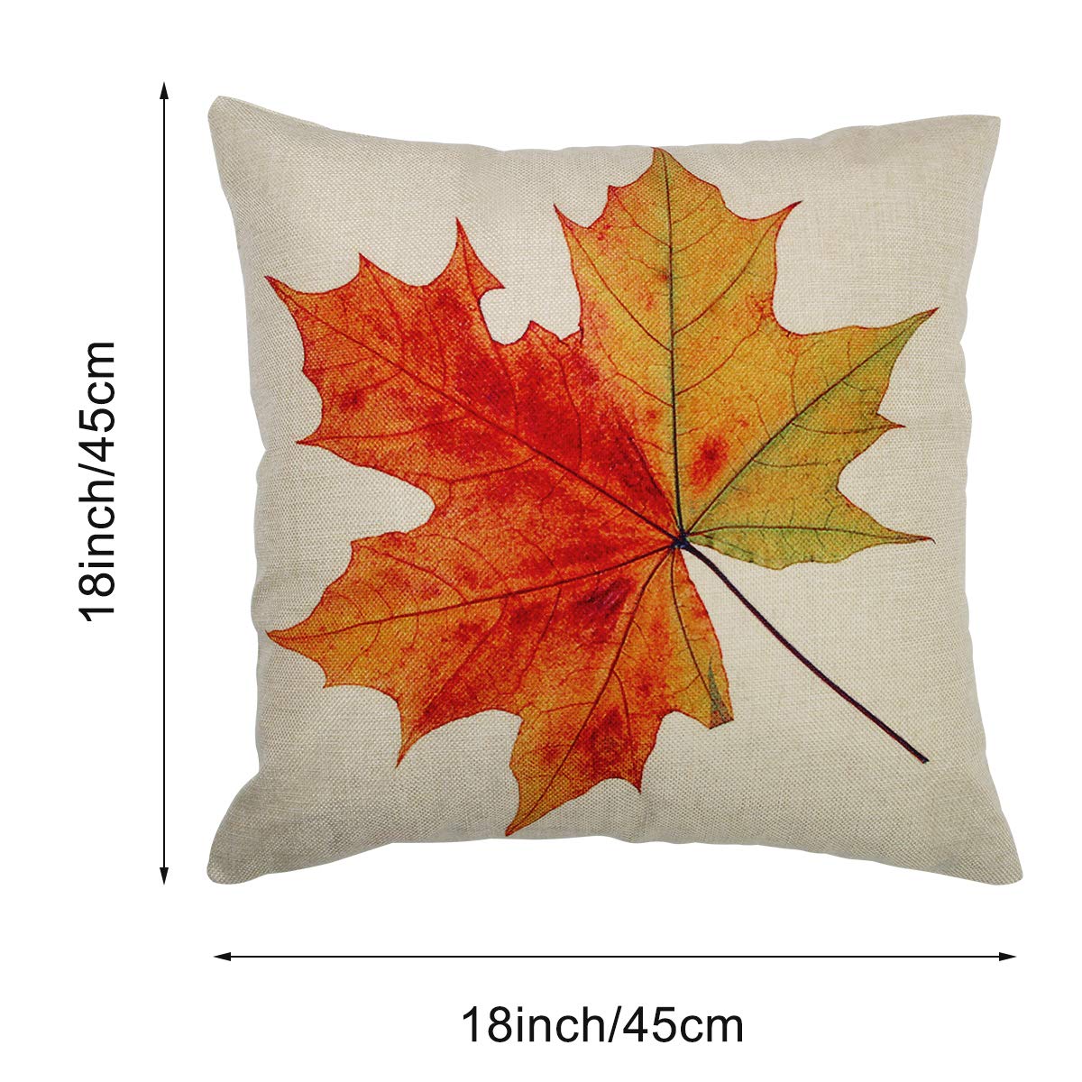 Fall Pillow Covers, Maple Leaves Throw Pillow Covers, 18 Inch Autumn Decorative Pillow Cases, 2 Pack Sofa Pillow Covers, Linen Cushion Cover for Couch Bed and Car