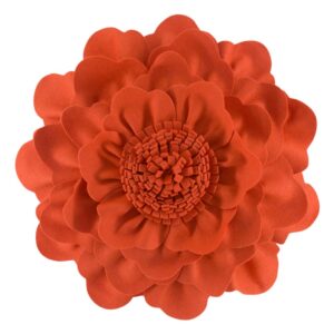 jwh round flower pillow cover decorative floral pillow case round cushion hand crafted pillowcase for bedroom bed couch living room 14 inch orange