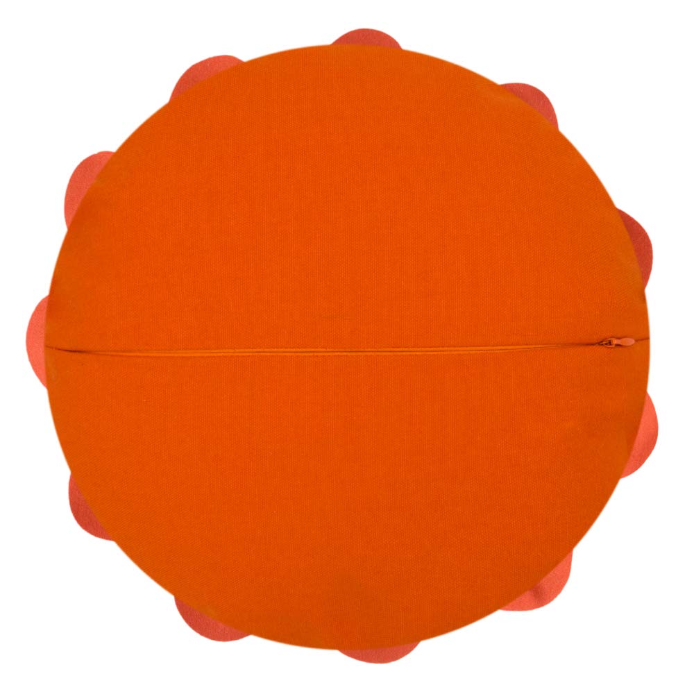 JWH Round Flower Pillow Cover Decorative Floral Pillow Case Round Cushion Hand Crafted Pillowcase for Bedroom Bed Couch Living Room 14 Inch Orange