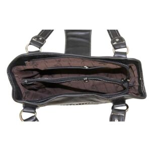 Montana West Ladies Concealed Gun Handbag Tooled Genuine Leather Black, Large