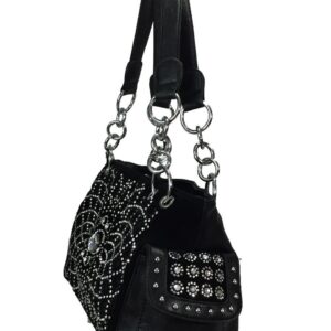 Zzfab Star Flower Concealed Carry Purse Rhinestone Western Handbag Black