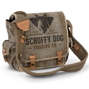 scruffy dog crossbody vintage messenger bag for men and women - satchel bag men - canvas shoulder bags - 13 inch