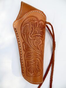 western cartridge gun belt - 22 caliber with deluxe cross draw tooled holster combo - leather - natural (natural, 40")