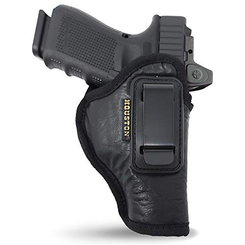 IWB Optical Gun Holster by Houston - Eco Leather Concealed Carry Soft Material | Suede Interior for Maximum Protection (Right) Black