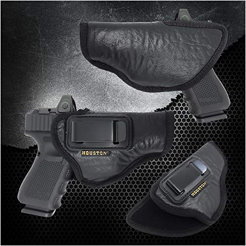 IWB Optical Gun Holster by Houston - Eco Leather Concealed Carry Soft Material | Suede Interior for Maximum Protection (Right) Black