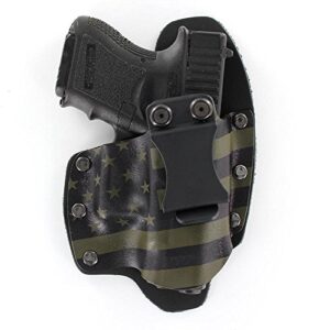 usa green & black iwb hybrid concealed carry holster (right-hand, fits glock 17,19,22,23,25,26,27,28,31,32,34,35,41 (19x,17,19,26 gen5)