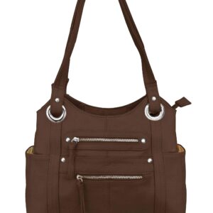 Roma Leathers Leather Locking Concealment Purse - CCW Concealed Carry Gun Shoulder Bag (Brown)