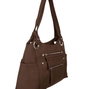 Roma Leathers Leather Locking Concealment Purse - CCW Concealed Carry Gun Shoulder Bag (Brown)