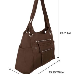 Roma Leathers Leather Locking Concealment Purse - CCW Concealed Carry Gun Shoulder Bag (Brown)