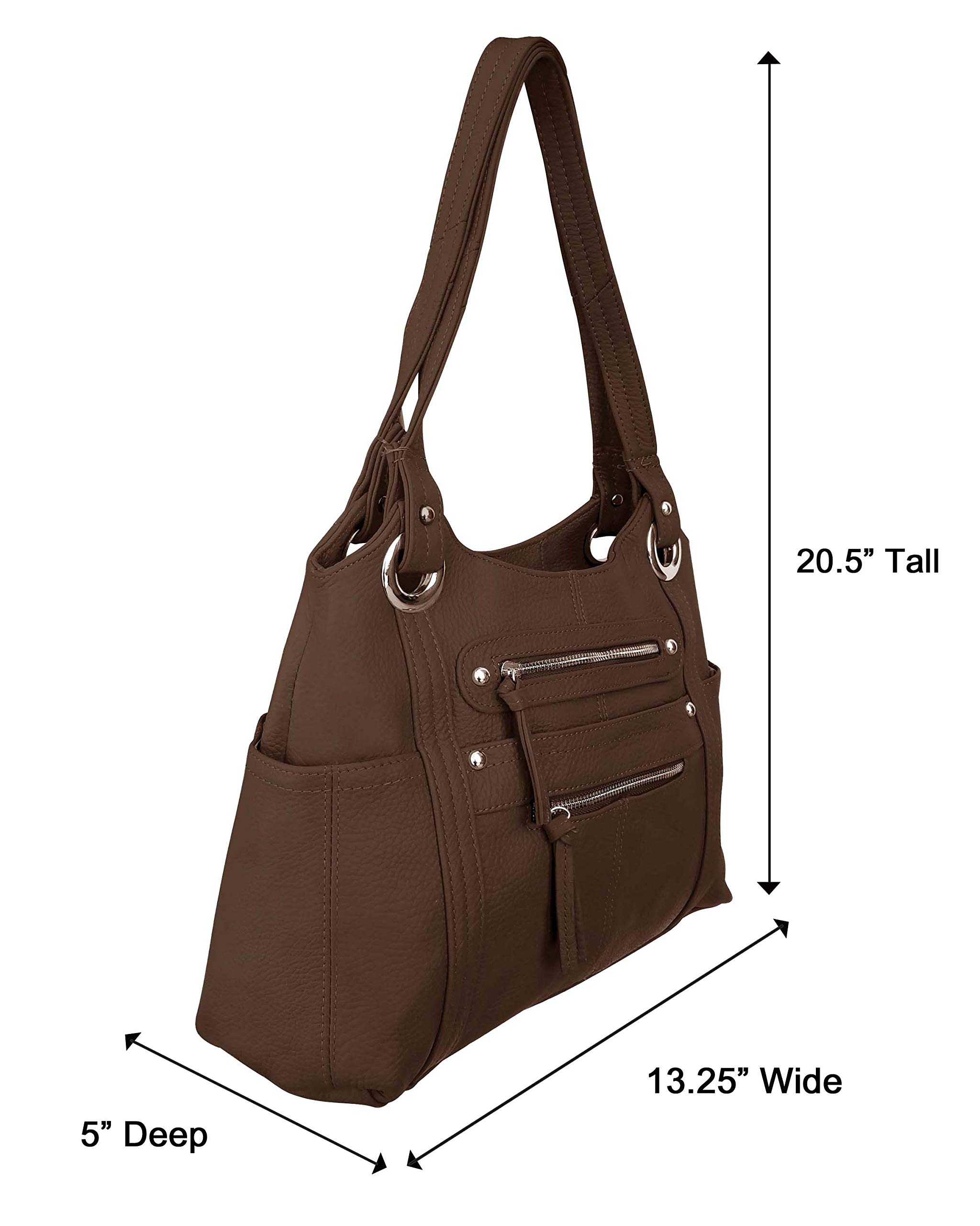 Roma Leathers Leather Locking Concealment Purse - CCW Concealed Carry Gun Shoulder Bag (Brown)