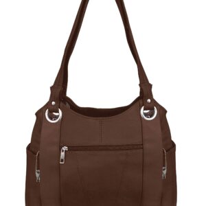 Roma Leathers Leather Locking Concealment Purse - CCW Concealed Carry Gun Shoulder Bag (Brown)