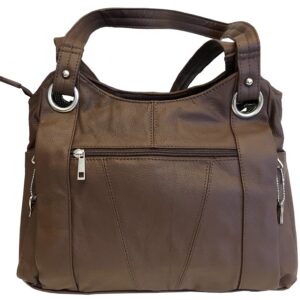 Roma Leathers Leather Locking Concealment Purse - CCW Concealed Carry Gun Shoulder Bag (Brown)