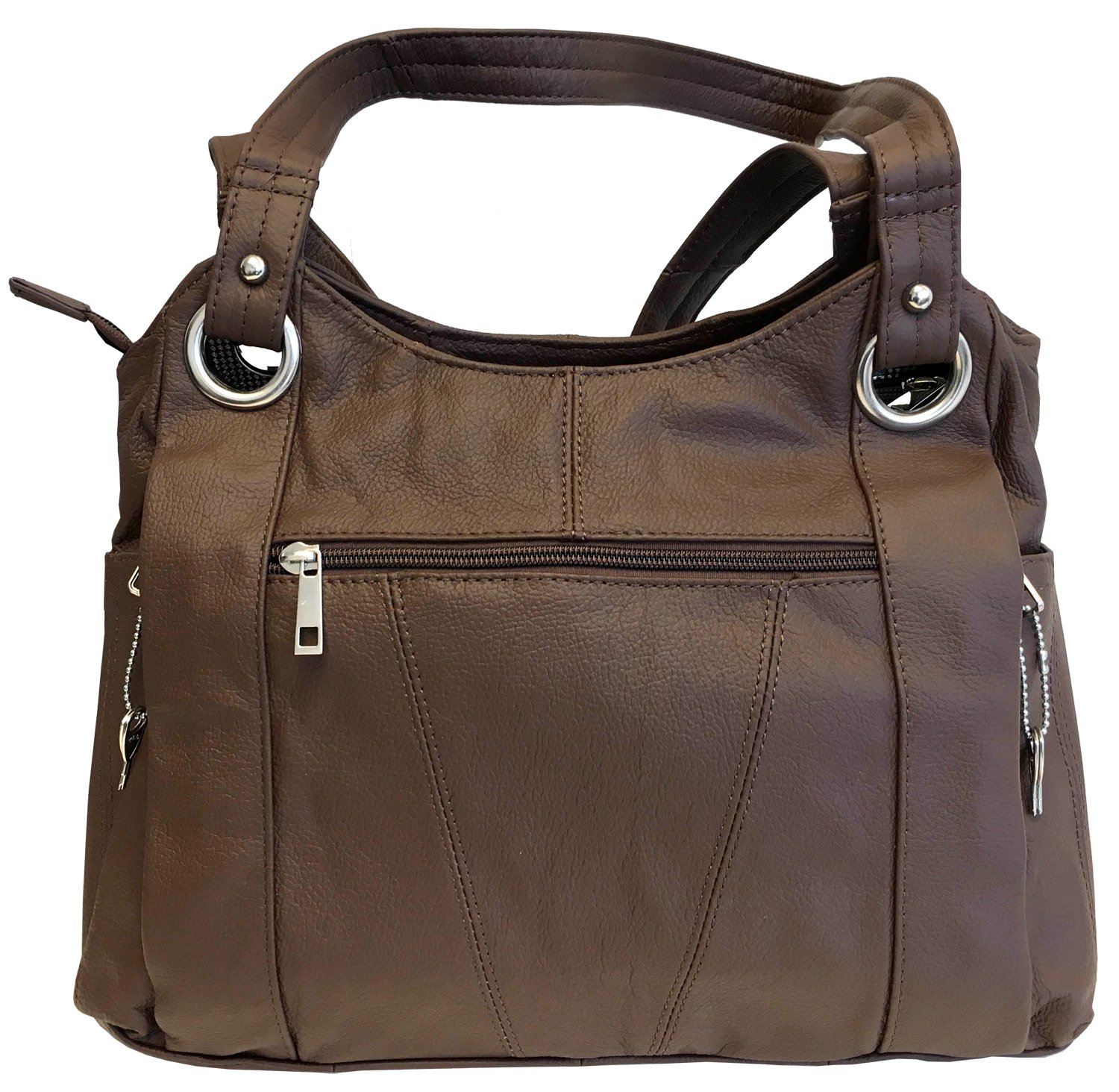 Roma Leathers Leather Locking Concealment Purse - CCW Concealed Carry Gun Shoulder Bag (Brown)