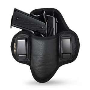 tactical pancake holster. 1911 holster leather 4" & 5" with rail. suede interior for protection. inside the waistband eco leather holsters for pistols by houston (right hand)