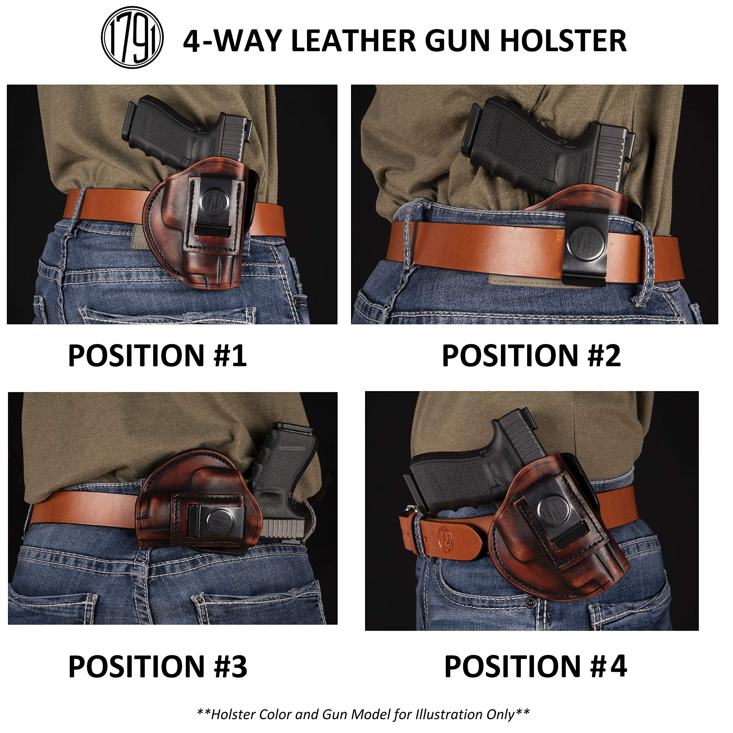 1791 Gunleather 4-Way SIG P226 & P229 Holster - OWB and IWB CCW Holster - Right Handed Leather Gun Holster - Fits Sig Sauer P226, Sig P229, P220, P320c, P239