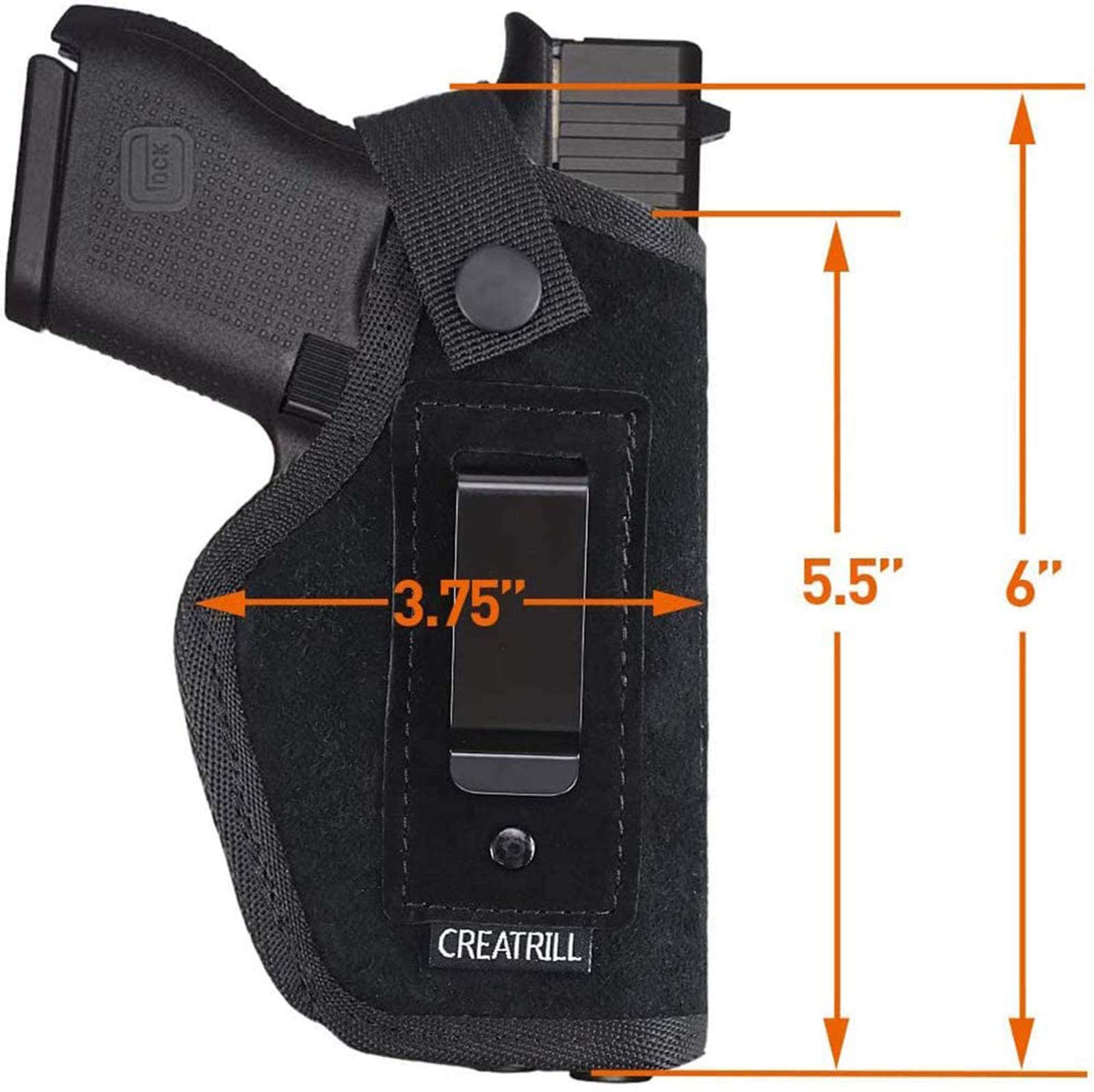 Creatrill Suede Leather Inside The Waistband Holster | Compatible with M&P Shield 9mm40, 45 Auto/Glock 26 27 29 30 33 42 43 / Ruger LC9 / Springfield XD & Similar Pistols