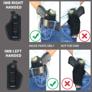 Creatrill Suede Leather Inside The Waistband Holster | Compatible with M&P Shield 9mm40, 45 Auto/Glock 26 27 29 30 33 42 43 / Ruger LC9 / Springfield XD & Similar Pistols