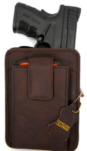 roma leathers belt pistol concealed carry pack (brown, 5.5" x 4.5"x 1.5")