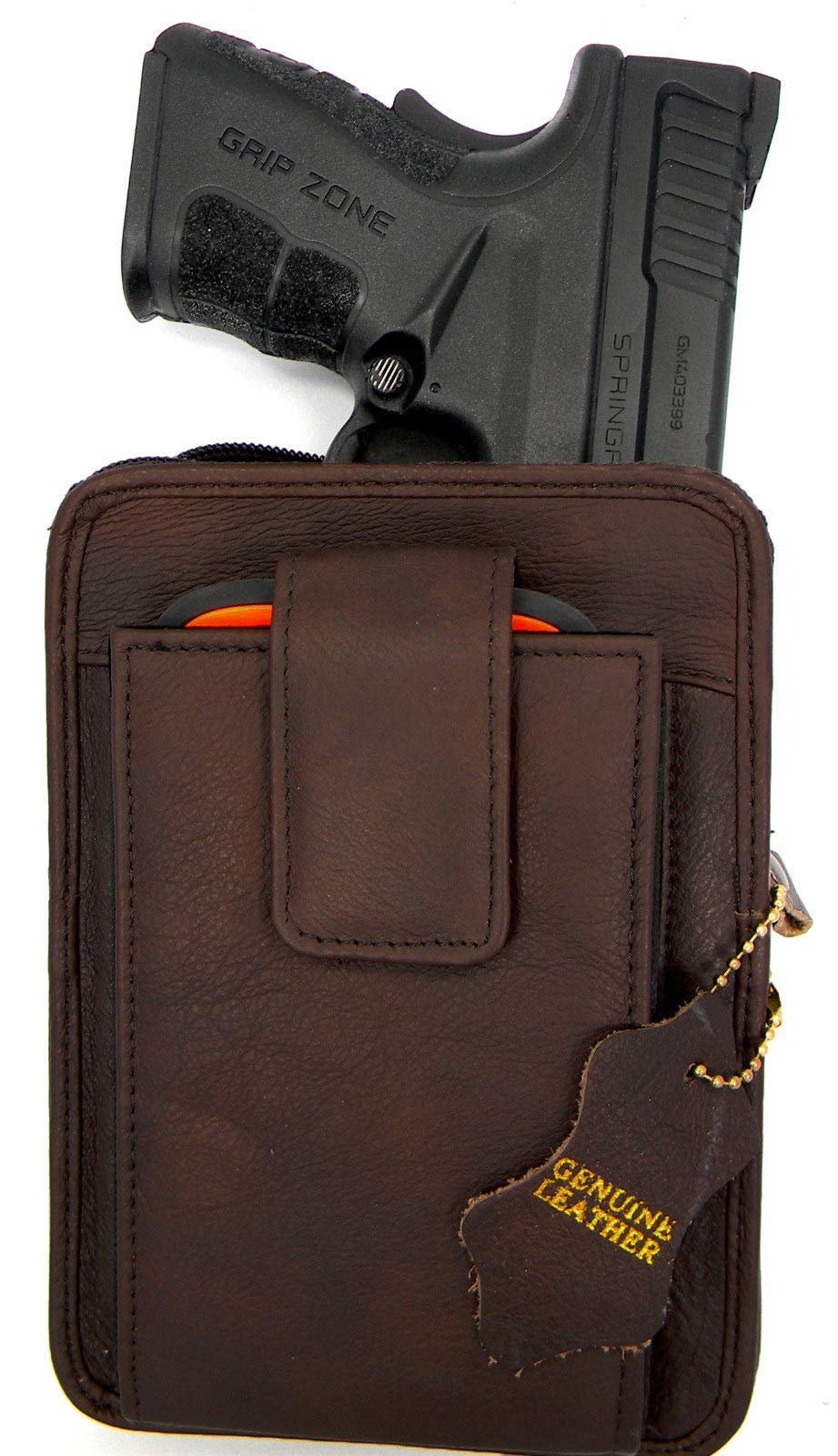 Roma Leathers Belt Pistol Concealed Carry Pack (Brown, 5.5" X 4.5"x 1.5")