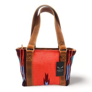 southwestern handwoven wool leather boho tote western handbag (sedona)