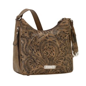 American West Women's Hand Tooled Concealed Carry Shoulder Bag Distressed Brown One Size