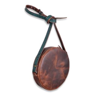 Canteen Crossbody Western Round Purse (Rancho Turquoise Embossed)