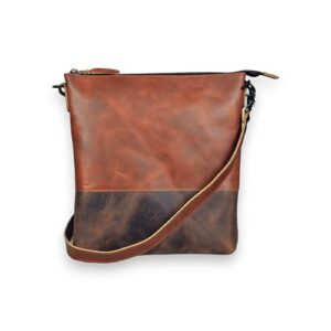 the denali vintage saddle genuine leather two tone large crossbody bag leather crossbody purse