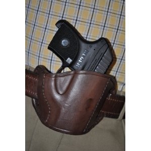 pro-tech outdoors brown leather belt slide gun holster for kel-tec p32, p-3at