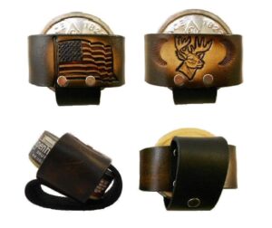 leather snuff can holder, holster, chew dip tobacco case, handcrafted, many tooled designs