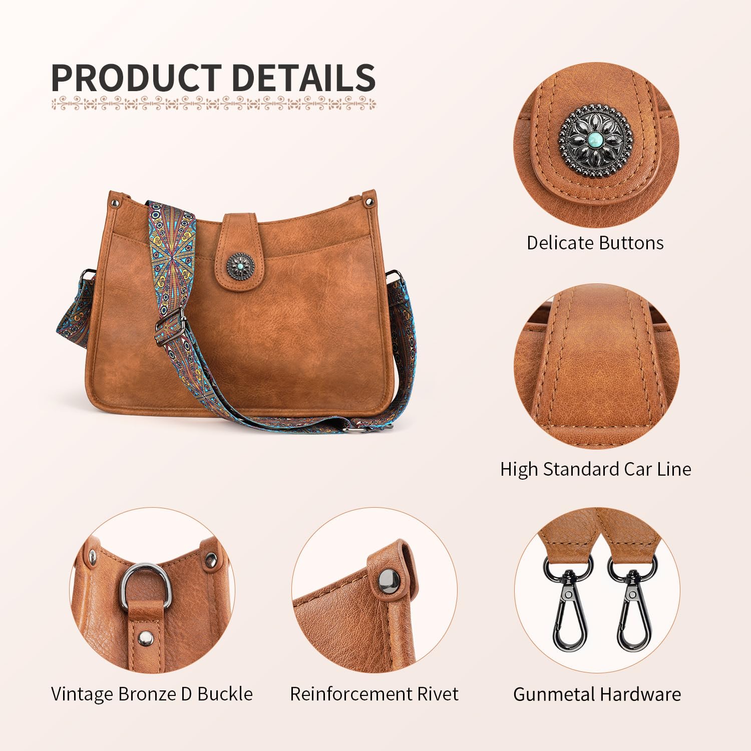 APHISON Crossbody Bags For Women Trendy, Vegan Leather Hobo Handbags Crossbody Purses Shoulder Bucket Bag with 2 Adjustable Strap Brown