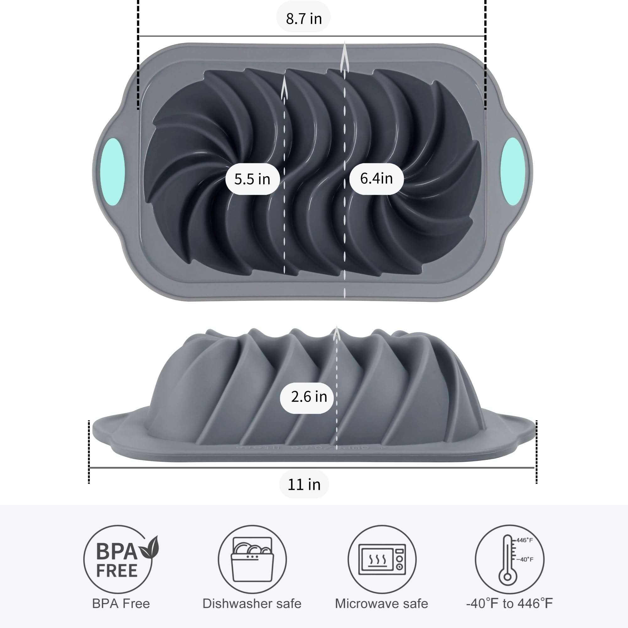 Chicrinum Silicone Bread Loaf Pan, Non-Stick Food Grade Silicone Baking Mold, Meatloaf Pan with Metal Reinforced Frame More Strength