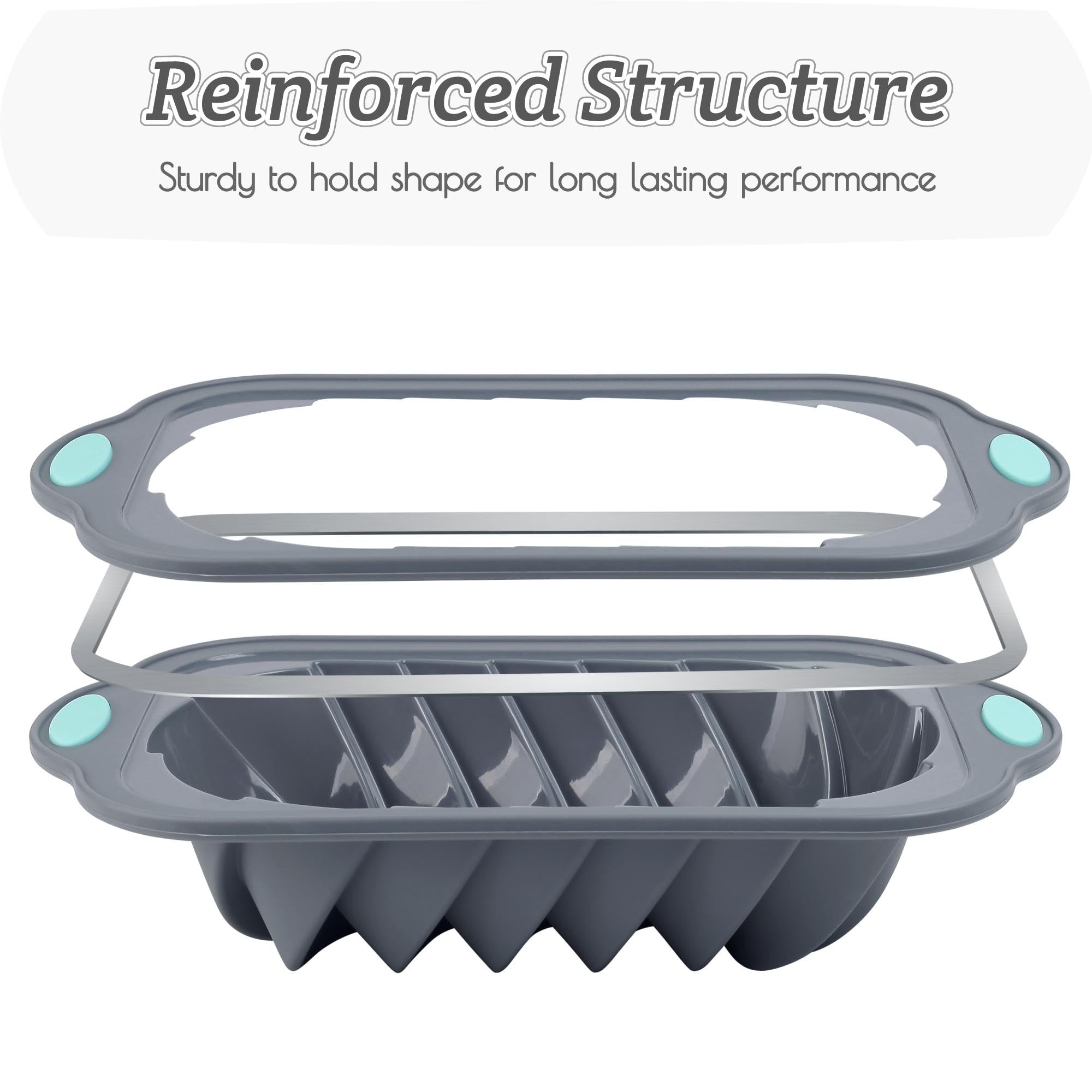 Chicrinum Silicone Bread Loaf Pan, Non-Stick Food Grade Silicone Baking Mold, Meatloaf Pan with Metal Reinforced Frame More Strength