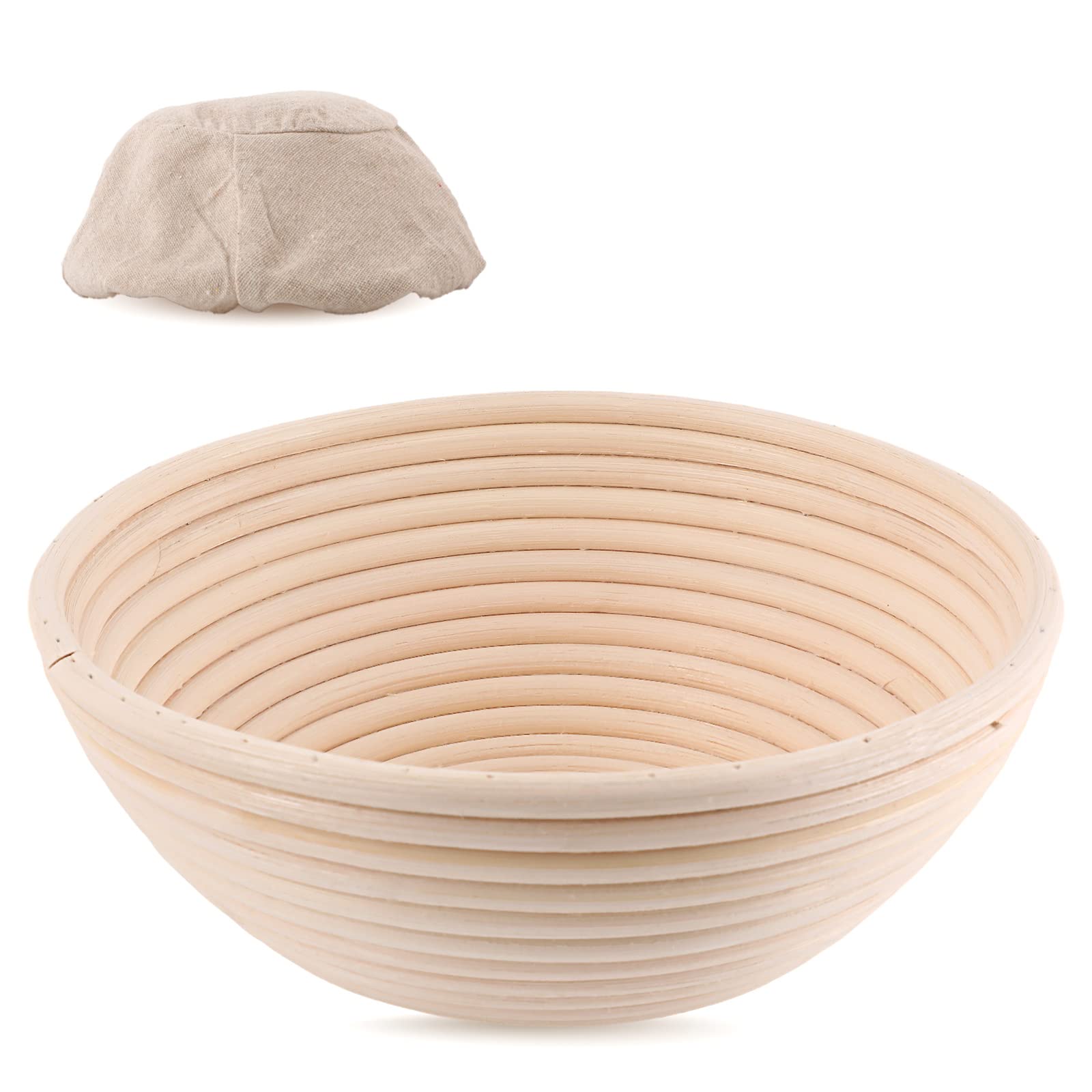 Joyyy Sourdough Bread Proofing Baskets with Liner, Dough Rising Ratten Bowl for Bread Making and Baking, Round, 8.5 inch