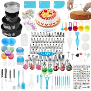 cake decorating kit supplies, 515 pcs baking supplies set with 3 springform pan sets, 66icing piping nozzles, cake rotating turntable, piping bags, valentines day gifts for her mom wife