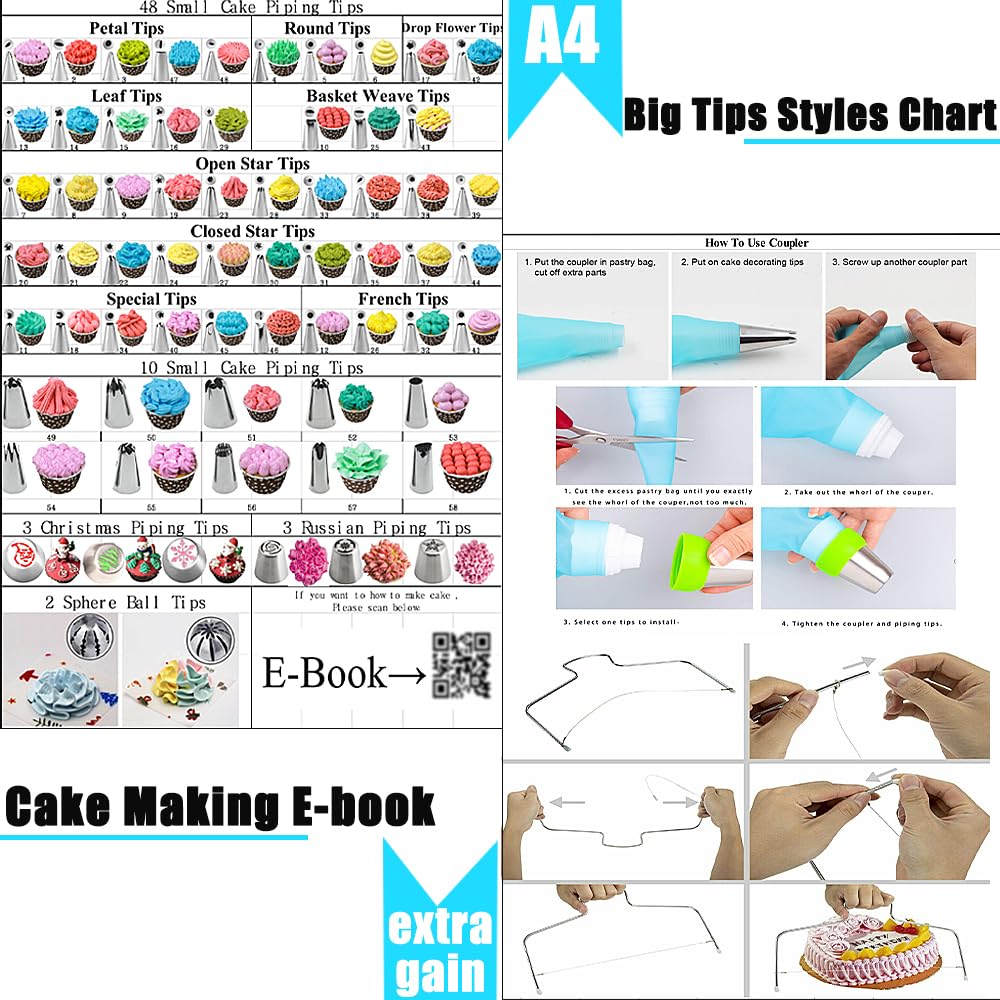 Cake Decorating Kit Supplies, 515 PCS Baking Supplies Set with 3 Springform Pan Sets, 66Icing Piping Nozzles, Cake Rotating Turntable, Piping Bags, Valentines Day Gifts for Her Mom Wife