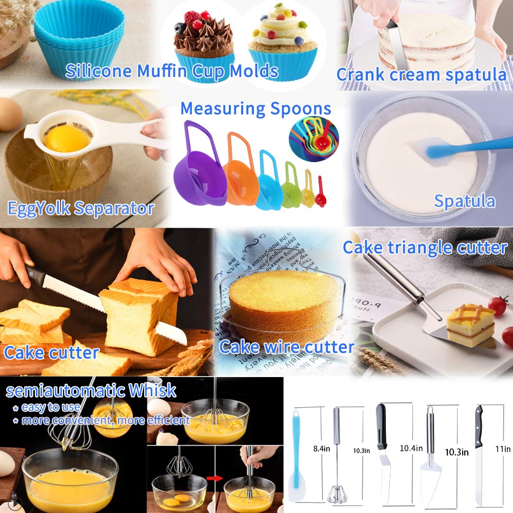 Cake Decorating Kit Supplies, 515 PCS Baking Supplies Set with 3 Springform Pan Sets, 66Icing Piping Nozzles, Cake Rotating Turntable, Piping Bags, Valentines Day Gifts for Her Mom Wife